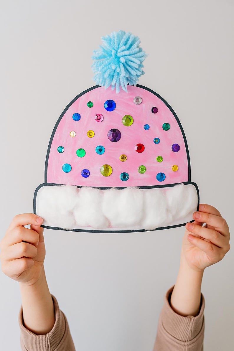 Winter Hat Craft for Kids | Printable Art Activity (PDF Pattern) - Etsy