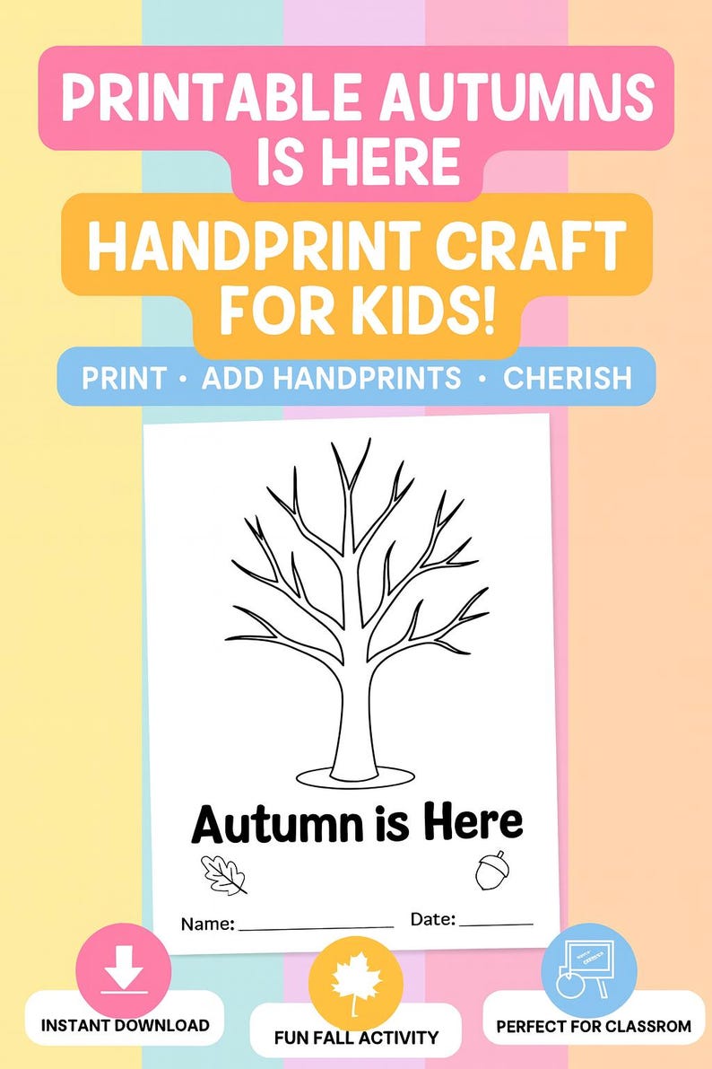 Printable Autumn is Here Handprint Tree Craft for Kids - Etsy