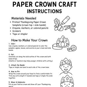 Fall Harvest Paper Crown Craft – Thanksgiving Coloring Activity for ...