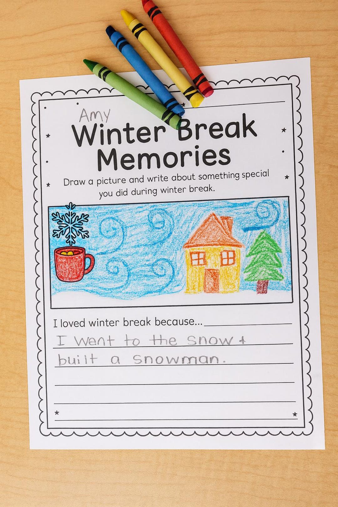 Winter Break Memories Writing Worksheet | Drawing & Writing Activity ...