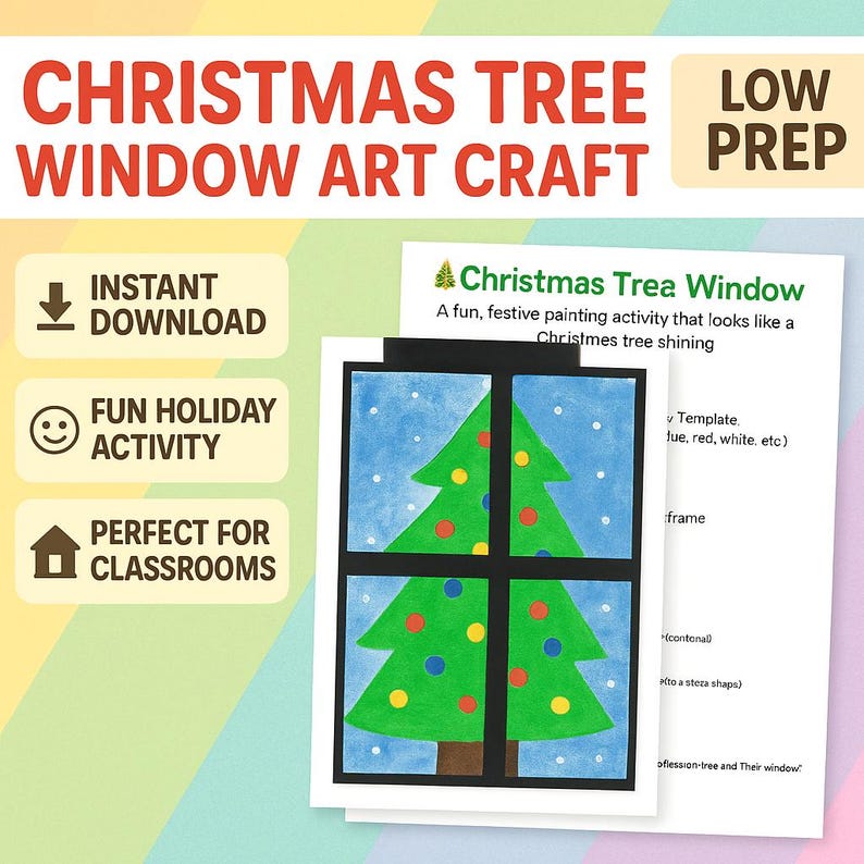 Printable Christmas Tree Window Art Craft | Fun Low Prep Holiday ...