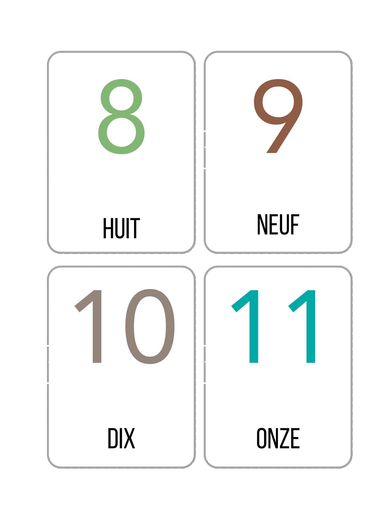 Printable French Numbers Flashcards: Language Learning (digital ...