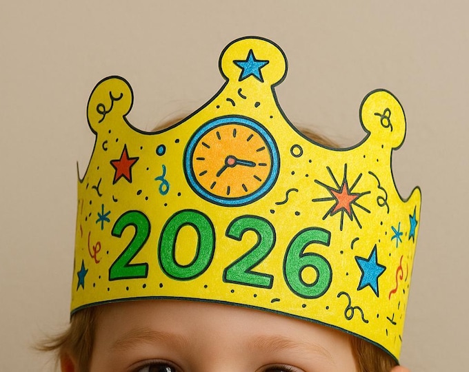2026 Crown Craft for Kids | Printable New Year Headband | Color & Black ...