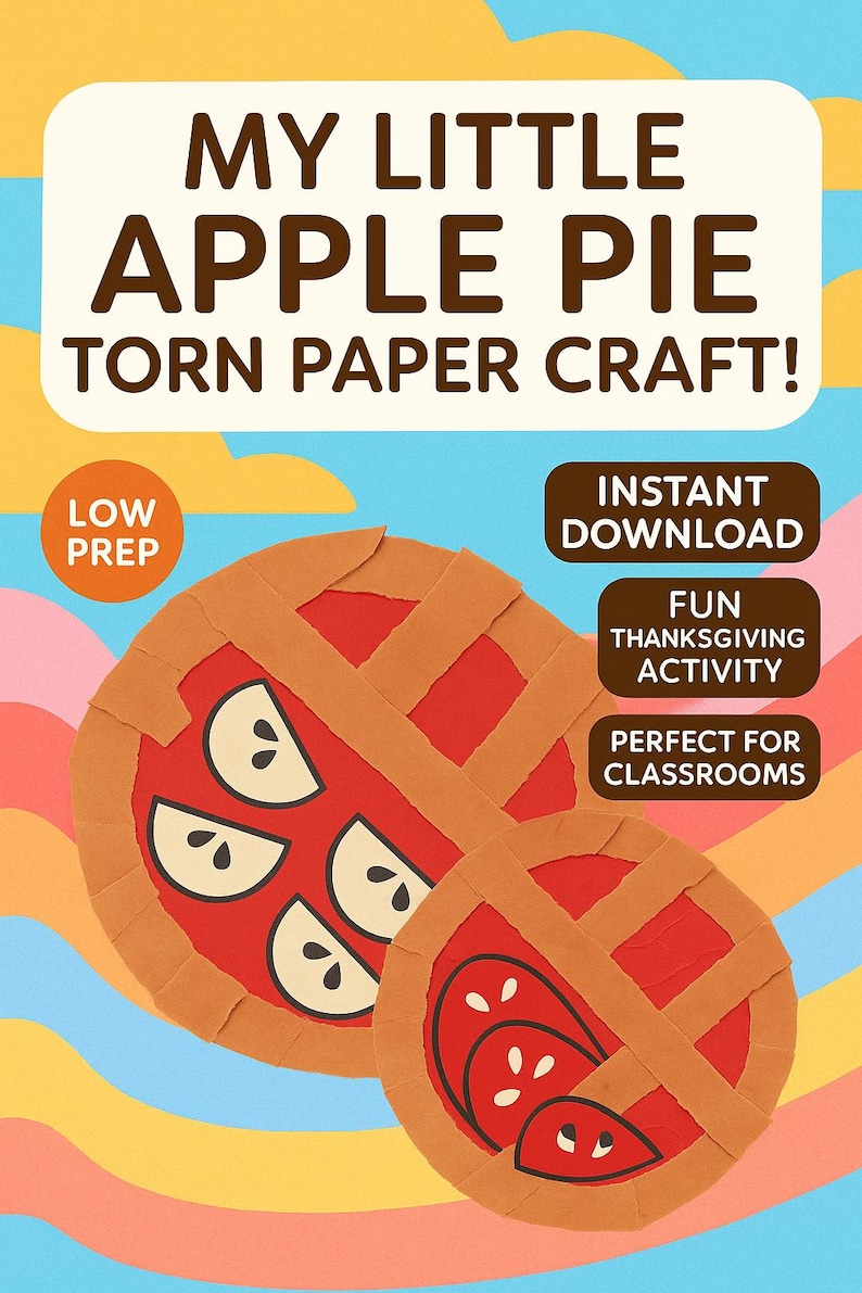 My Little Apple Pie Torn Paper Craft – Fun Fall Activity for Kids - Etsy