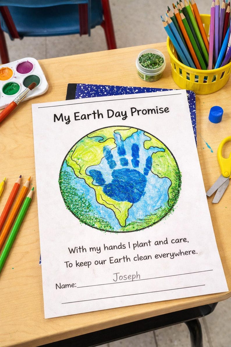 Earth Day Handprint Craft Printable | Kids Promise Activity (digital ...