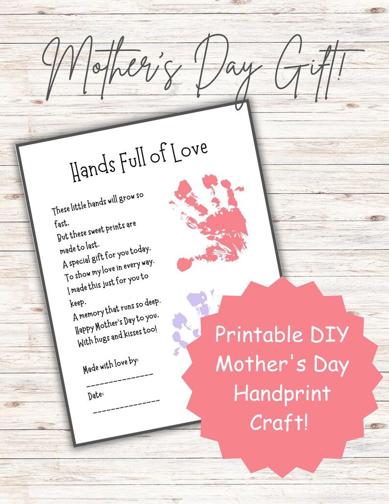Mother's Day Handprint Craft for Kids – DIY Keepsake Poem Gift ...