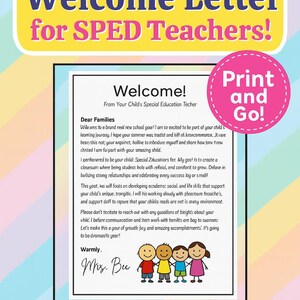 Printable Special Education Teacher Welcome Letter: SPED Edition (PDF ...