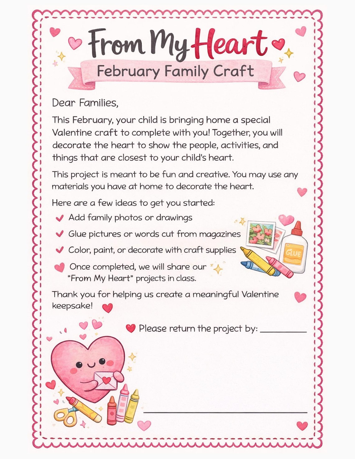 From My Heart – February Family Craft | Valentine’s Day Take-home ...