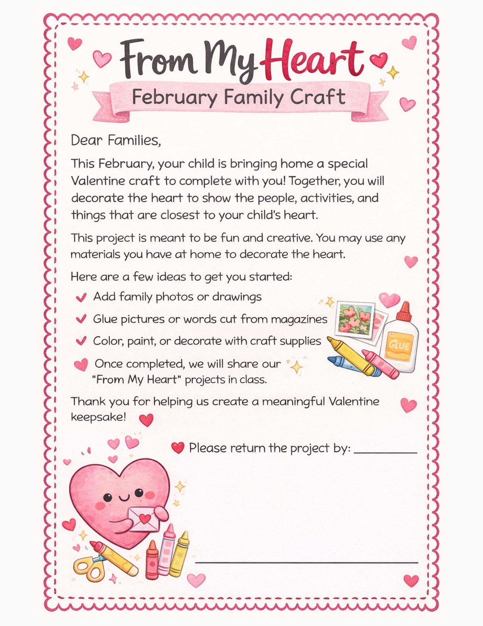 From My Heart – February Family Craft | Valentine’s Day Take-home ...