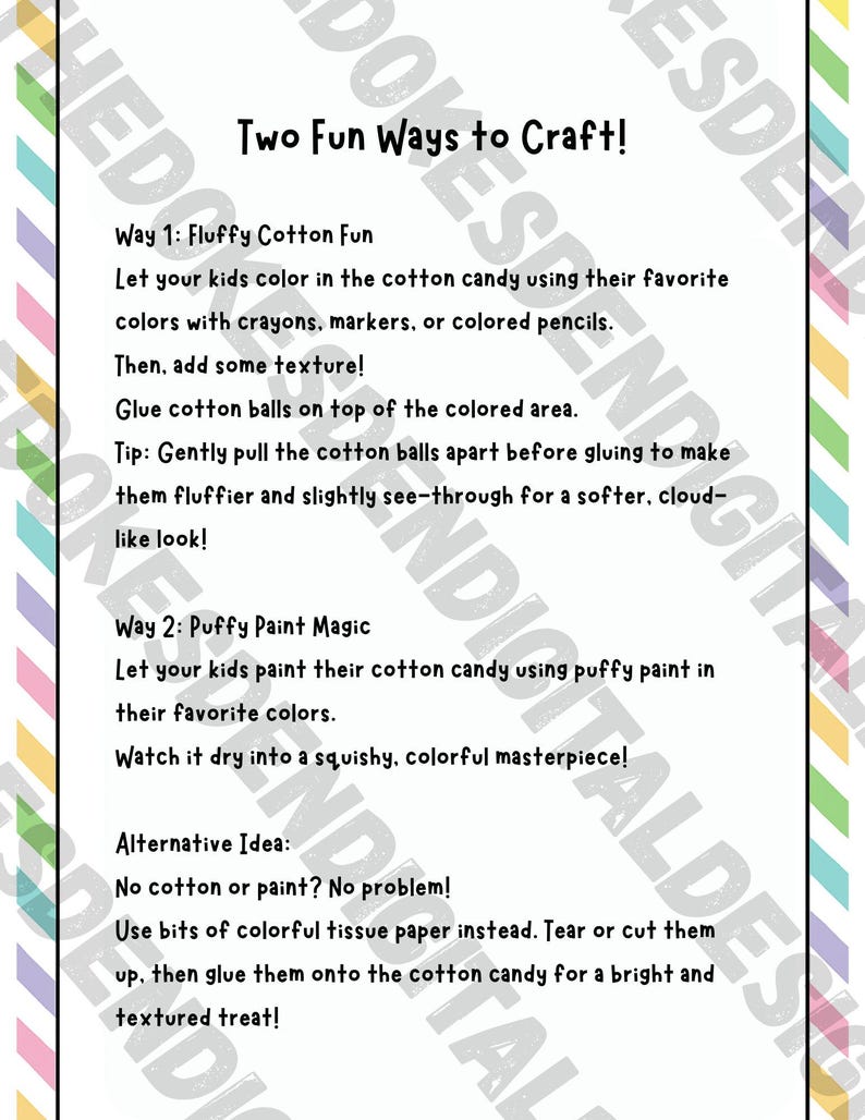 Fluffy Cotton Candy Craft – No-prep Summer Activity for Class or Home ...