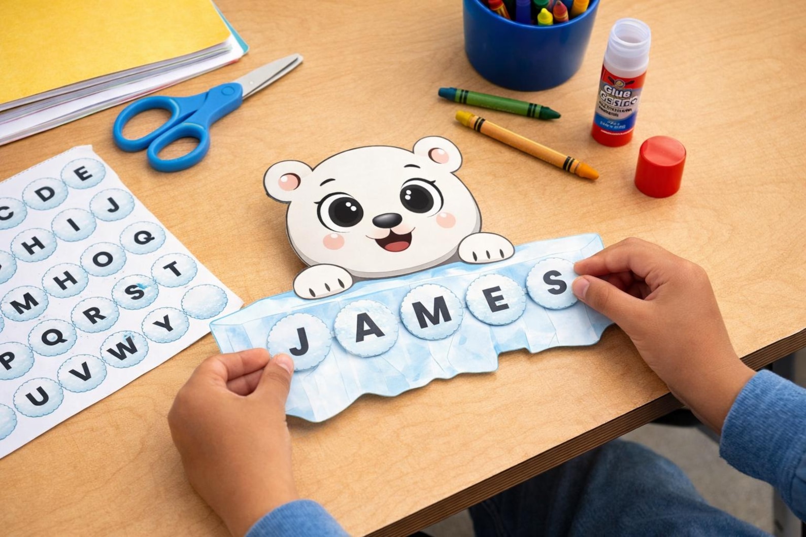 Peeking Polar Bear Name Craft | Winter Name Activity for Preschool ...