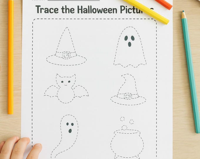 Printable Halloween Trace & Color Sheets - Tracing Worksheets for ...