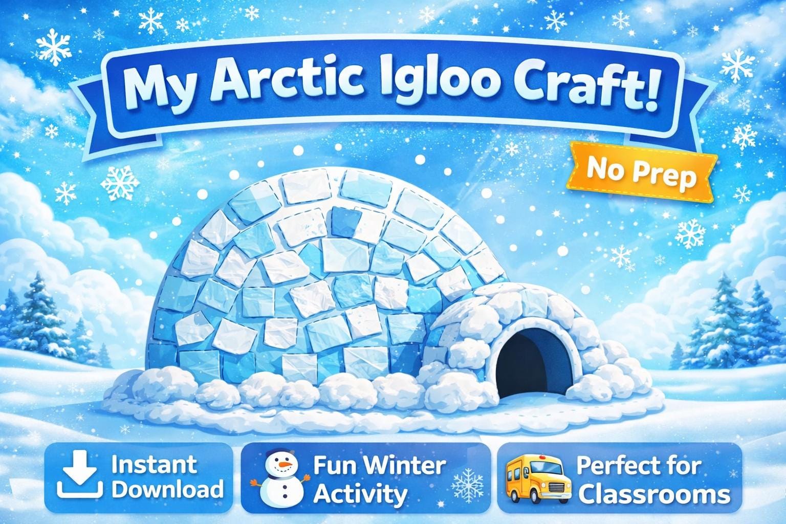My Arctic Igloo Craft – Winter Scrap Paper & Cotton Ball Activity - Etsy