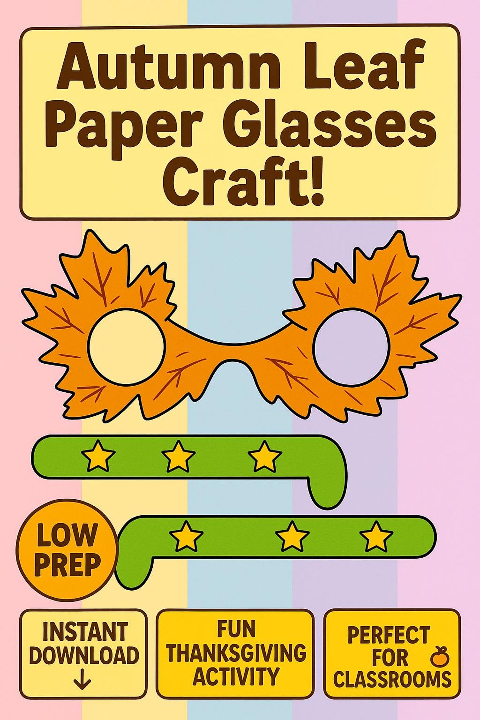 Autumn Leaf Paper Glasses Craft – Printable Fall Activity for Kids - Etsy