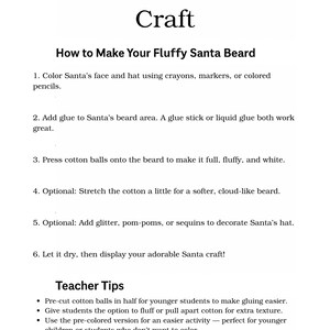 Cotton Ball Santa Craft for Kids – Easy Holiday Activity - Etsy