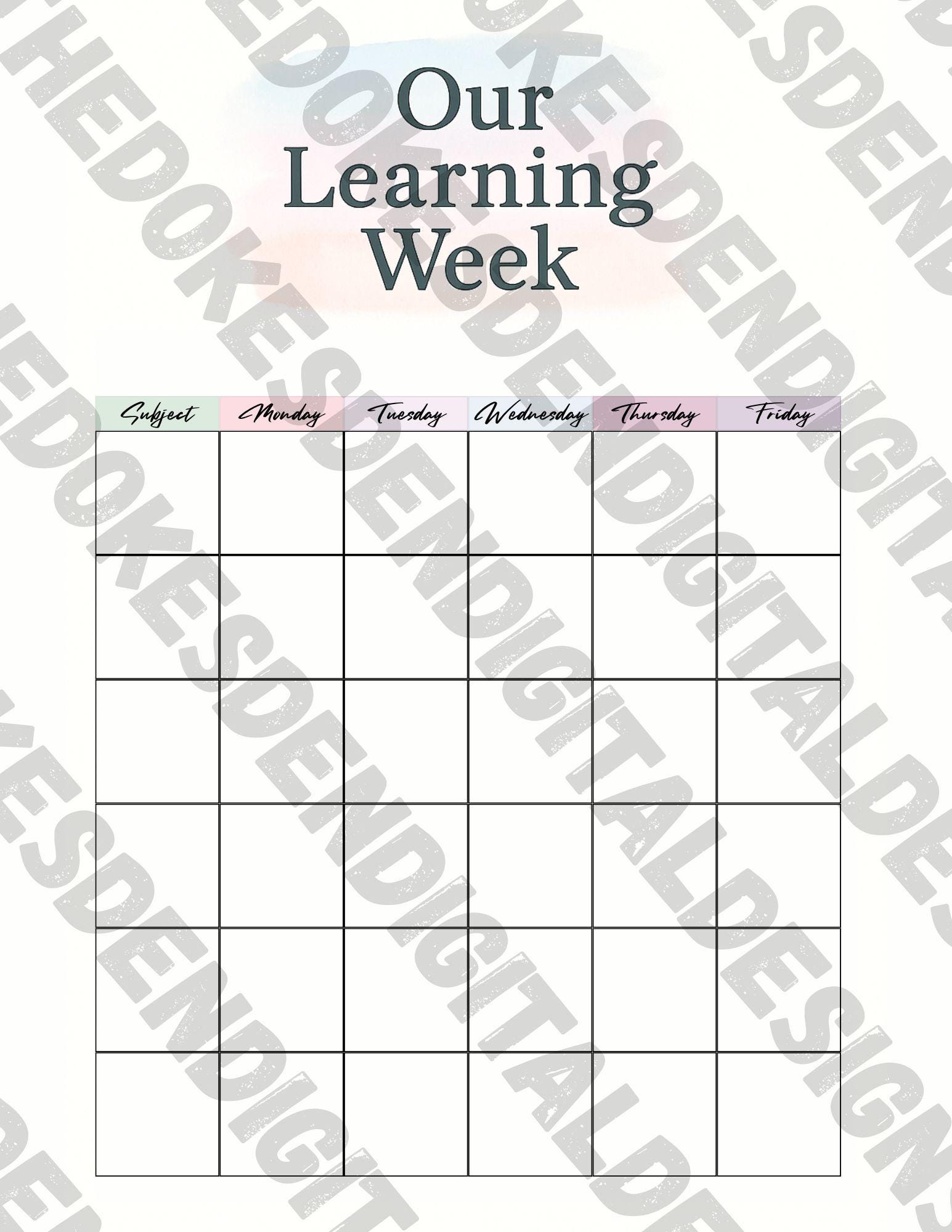 Watercolor Homeschool Planner: Weekly Subject Tracker Printable (PDF ...