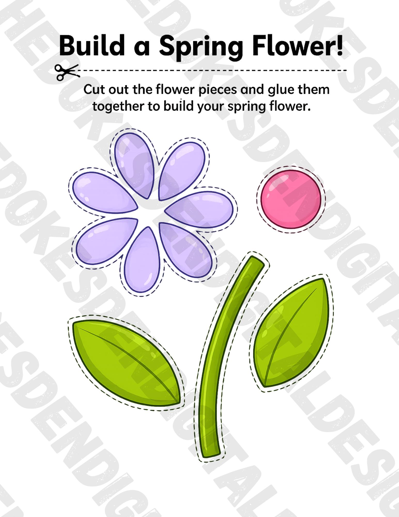 Spring Flower Craft Activity | Preschool Kindergarten Cut and Paste ...