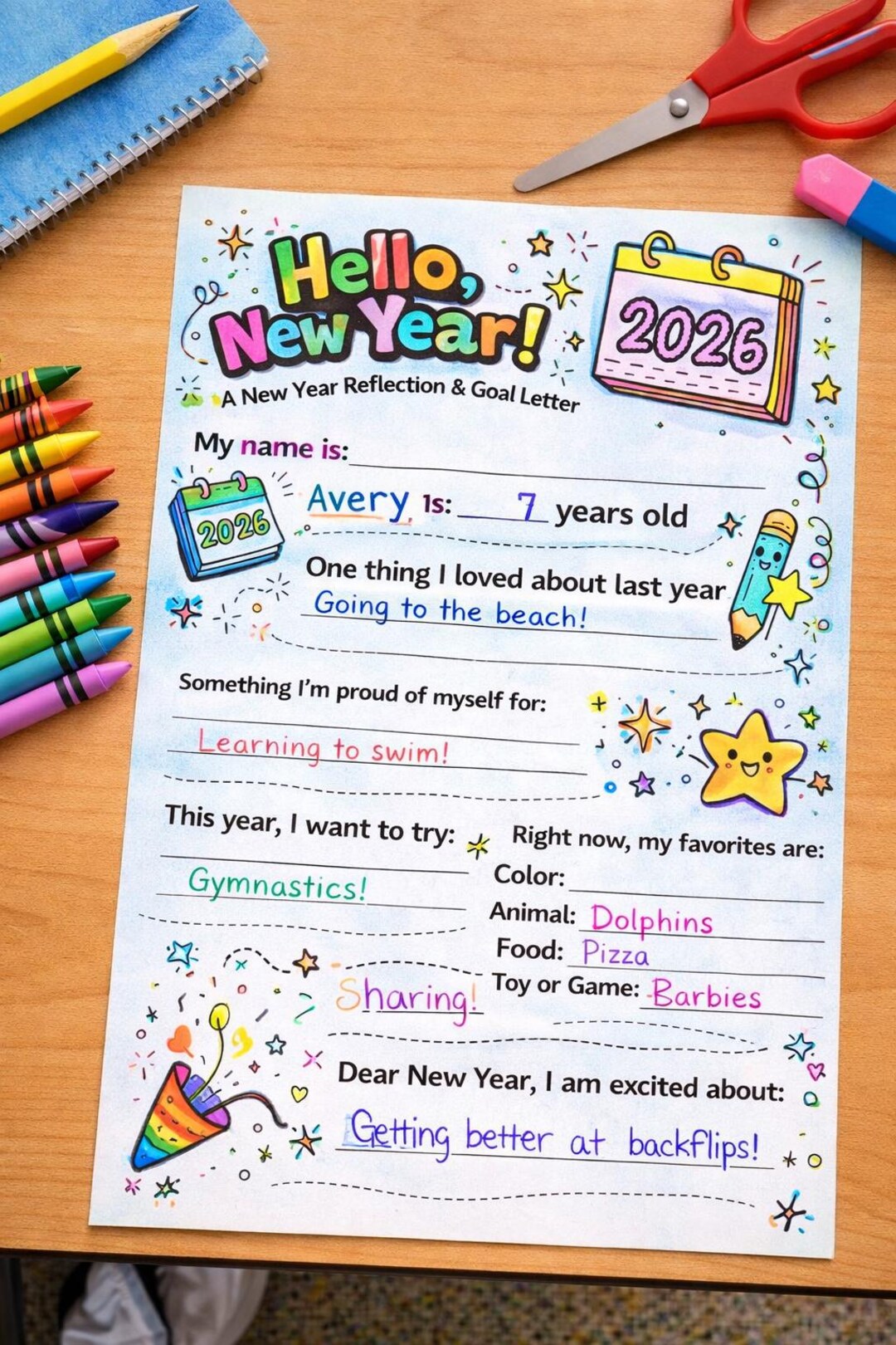 New Year’s Letter Writing Worksheet for Kids | No Prep 2026 Reflection ...