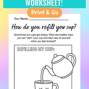 SEL Worksheet: Self-care Activity for Kids - Refill Your Cup (PDF ...