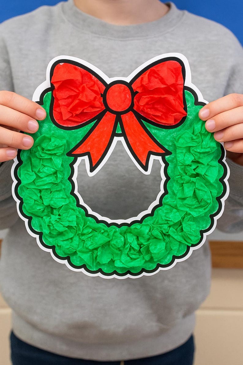 Printable Christmas Wreath Craft Templates for Kids - Etsy