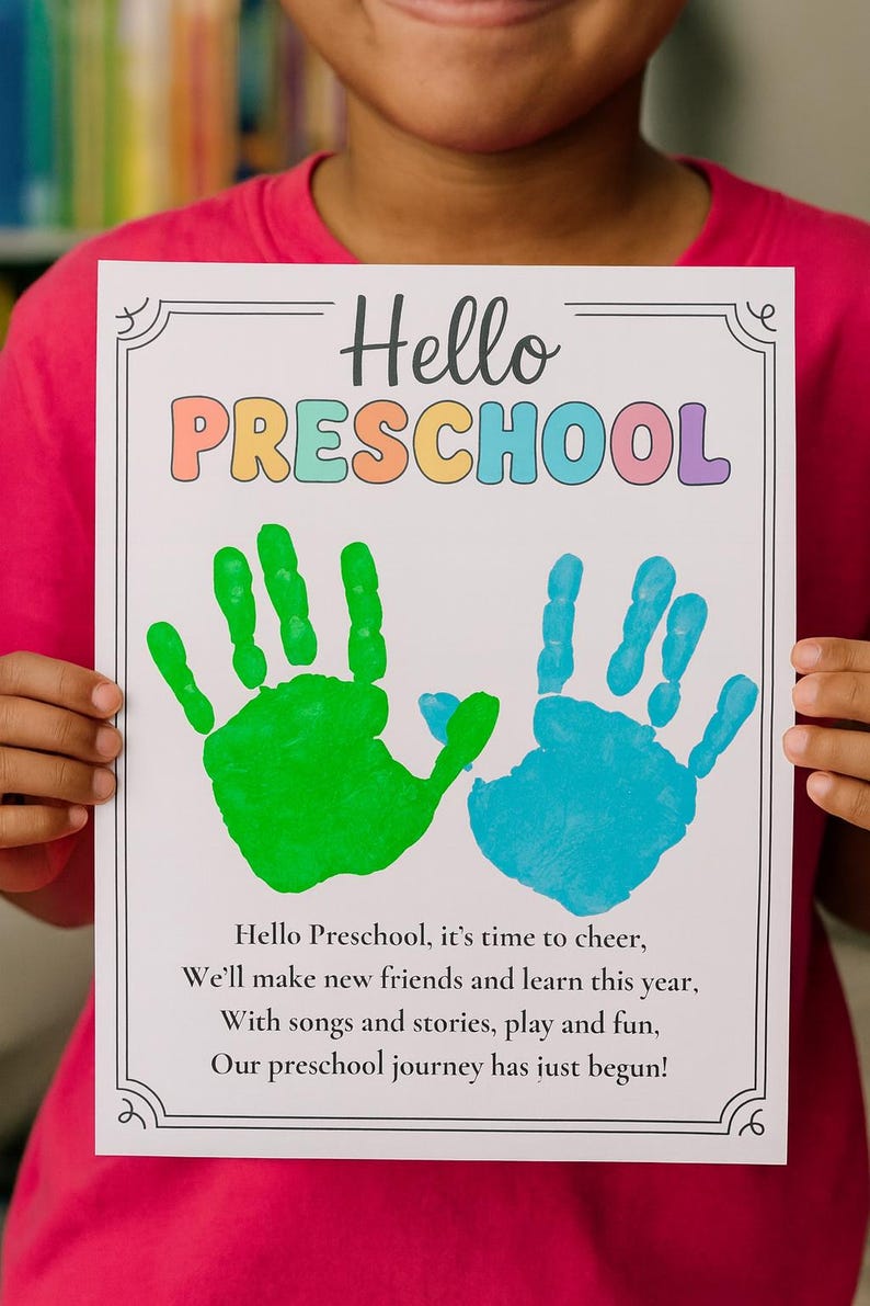 Hello Preschool Handprint Poem Craft – Back to School Keepsake for Kids ...