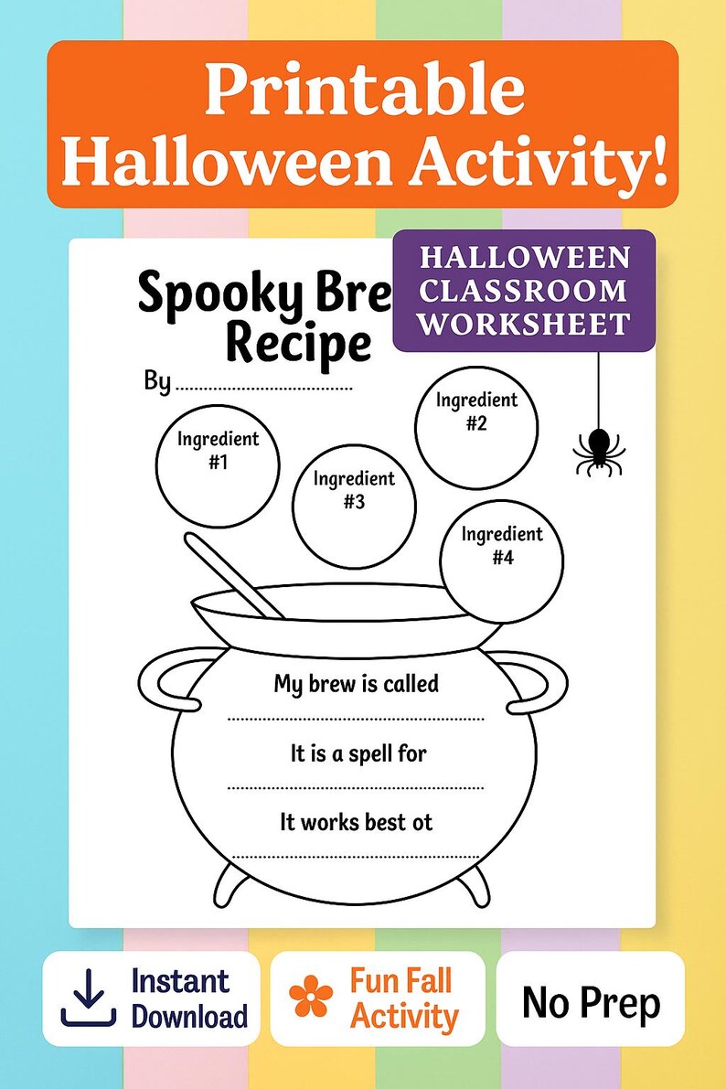 Halloween Potion Recipe Worksheet: Spooky Brew Writing Activity ...