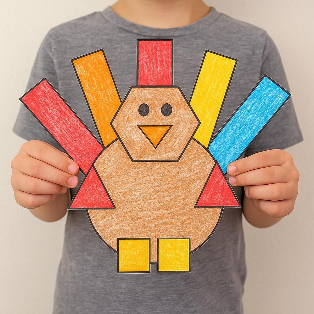 Turkey Shapes Cut & Paste Craft | Thanksgiving Classroom Activity - Etsy