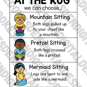 Classroom Rug Rules Poster: Visual Sitting Choices, Teacher Resource ...