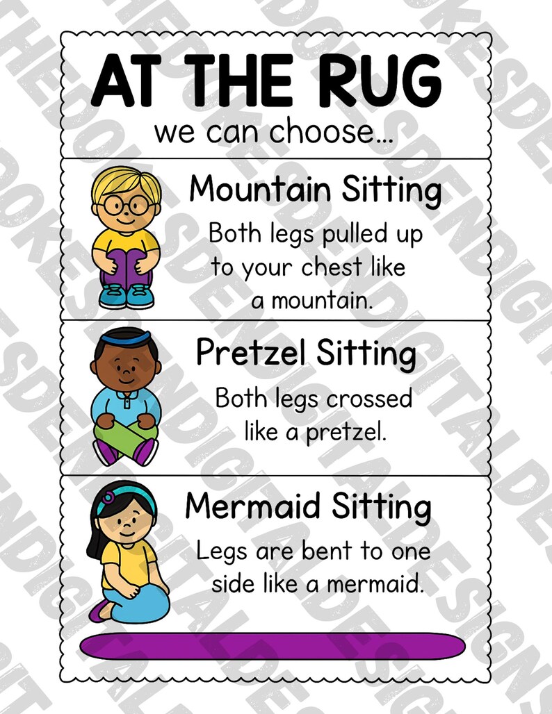 Classroom Rug Rules Poster: Visual Sitting Choices, Teacher Resource ...