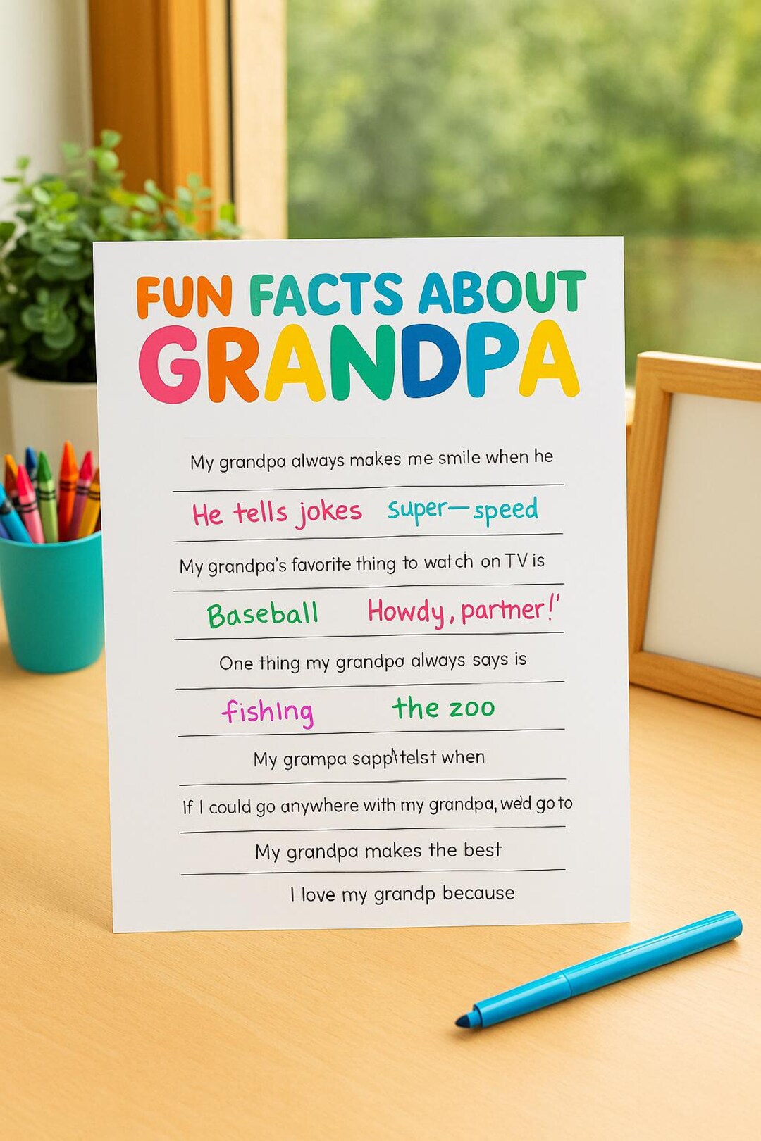 Fun Facts About Grandpa: Kids Interview Keepsake (PDF Printable ...