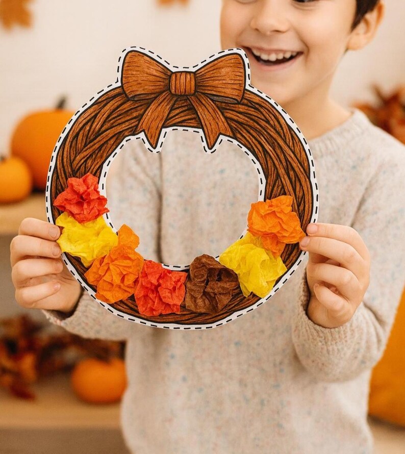 Autumn Wreath Activity – Tissue Paper Craft for Preschool ...