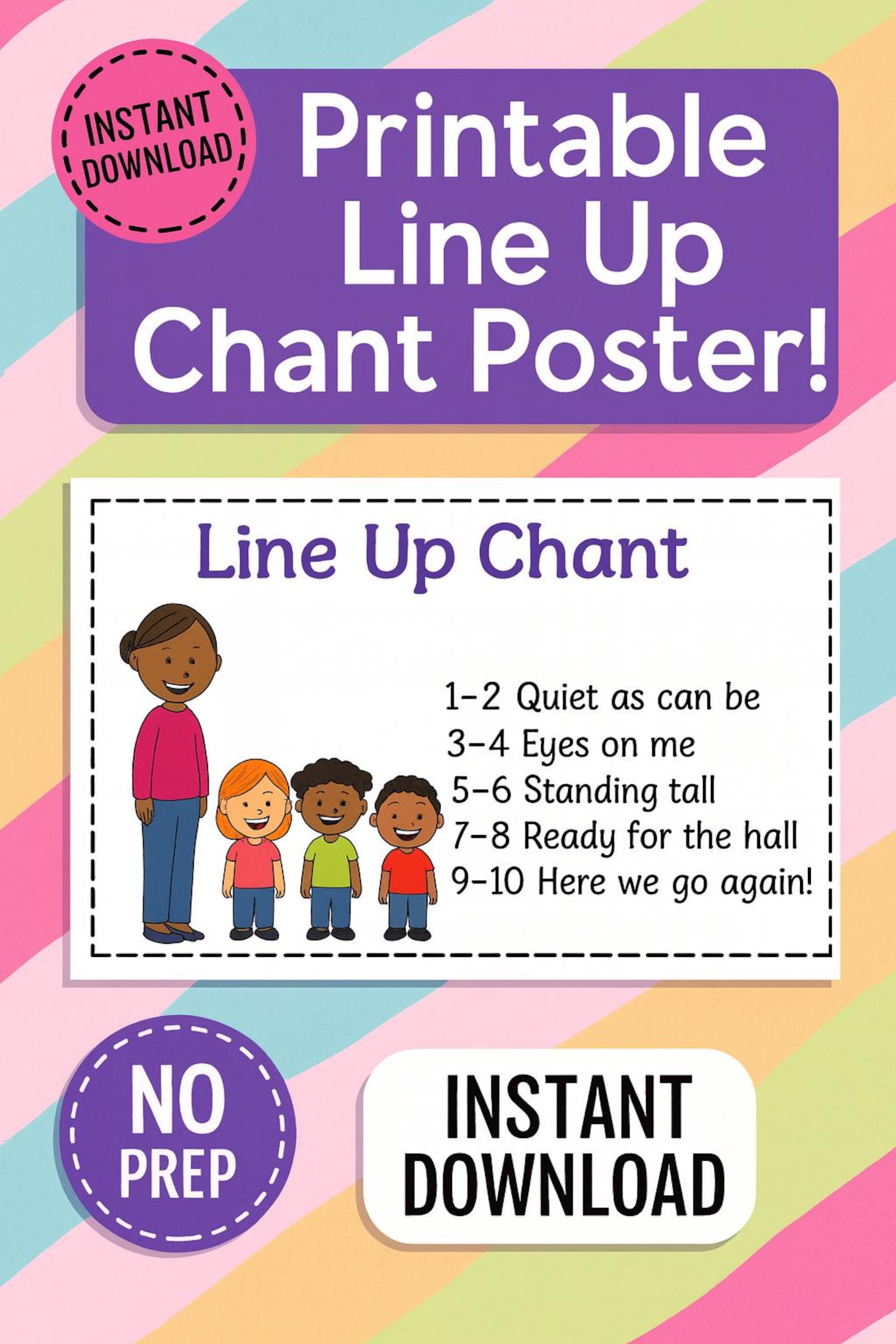 Printable Line up Chant Poster – Classroom Behavior Management ...