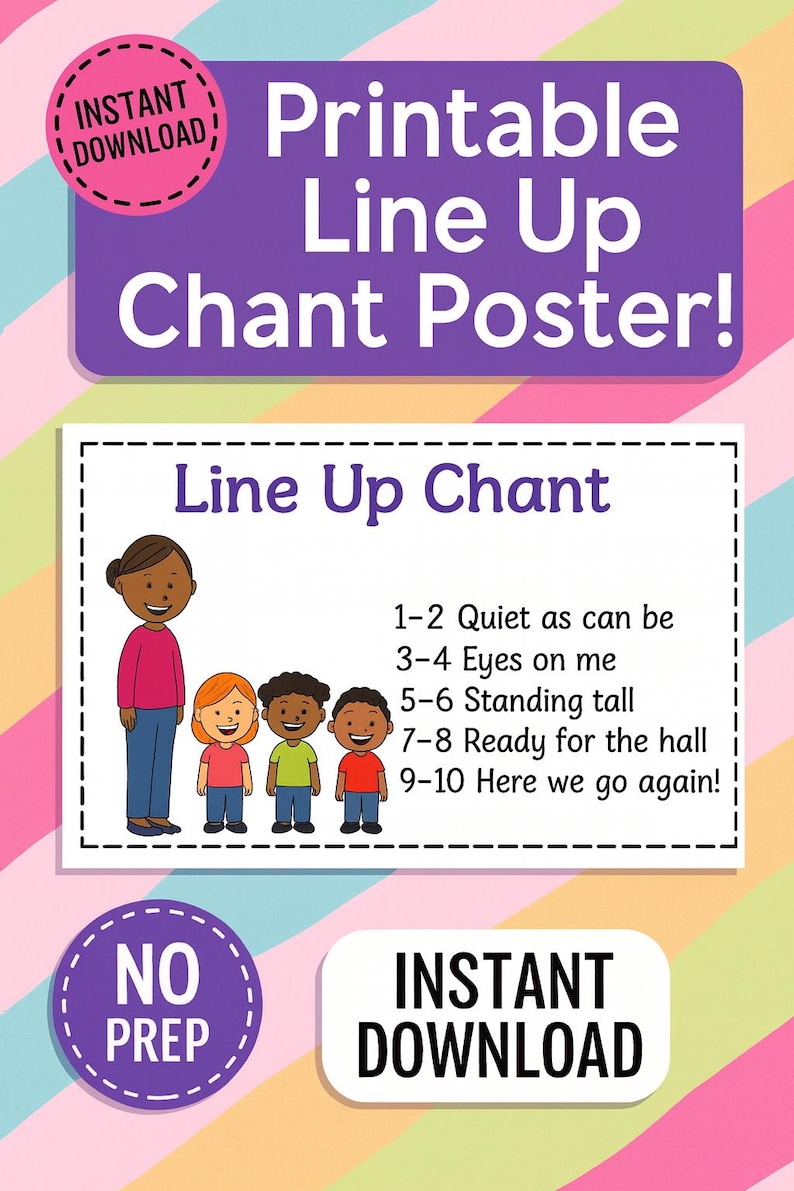 Printable Line up Chant Poster – Classroom Behavior Management ...