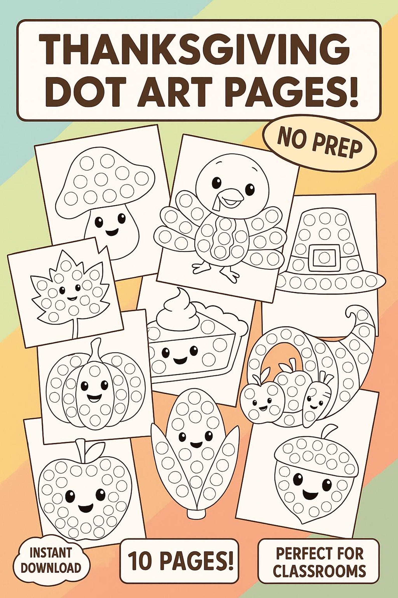 Thanksgiving Dot Art: Preschool Marker Activity Pages (printable) - Etsy