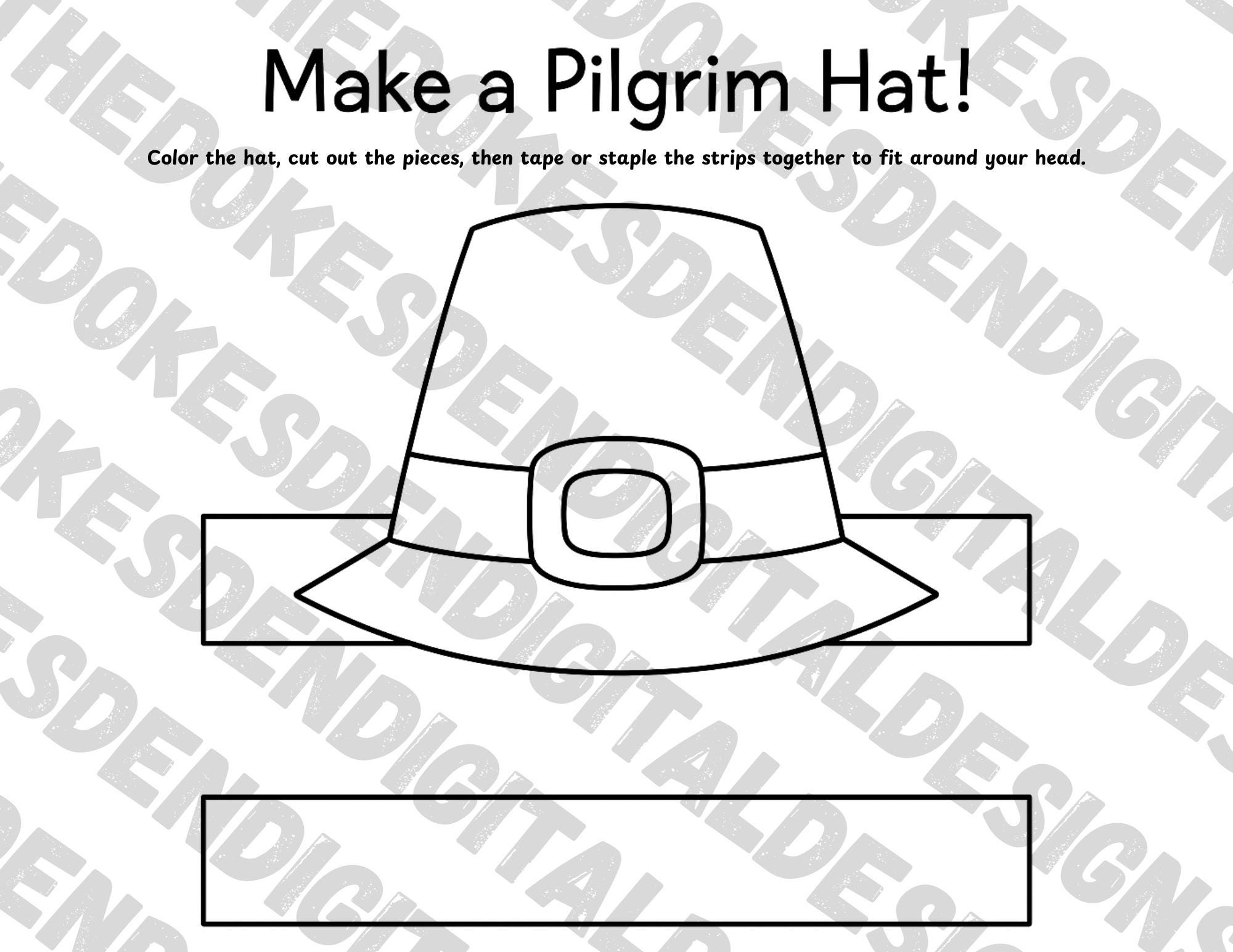 Thanksgiving Pilgrim Hat Paper Crown Craft | Printable Holiday Activity ...
