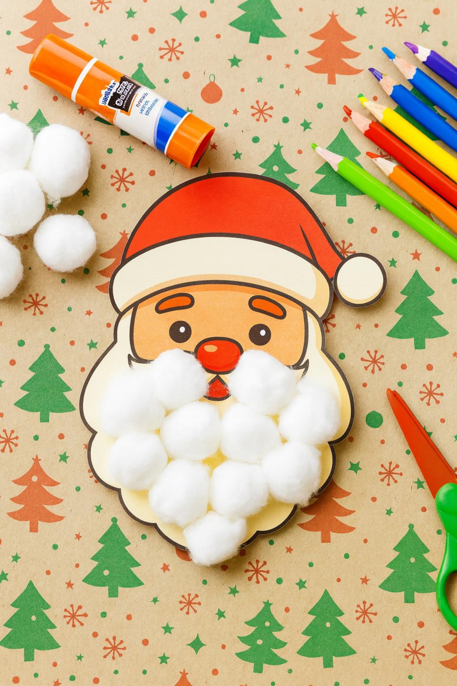 Cotton Ball Santa Craft for Kids – Easy Holiday Activity - Etsy