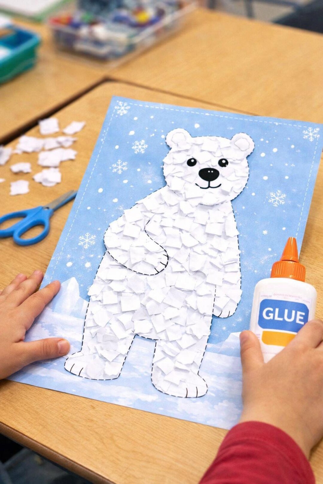 Polar Bear Scrap Paper Craft | Winter Animal Art Activity | No Prep ...