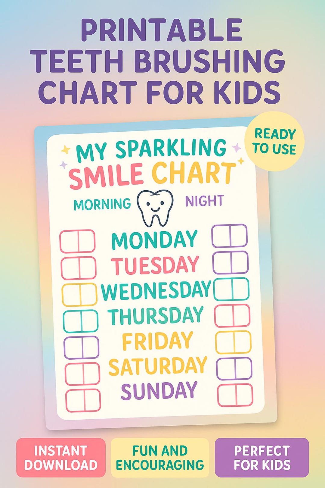 Daily Teeth Brushing Chart for Kids – Encourage Healthy Habits at Home ...