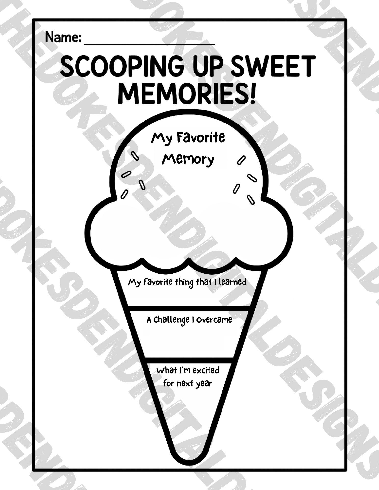 End of Year Ice Cream Worksheet: K-5 Reflection Activity (printable ...