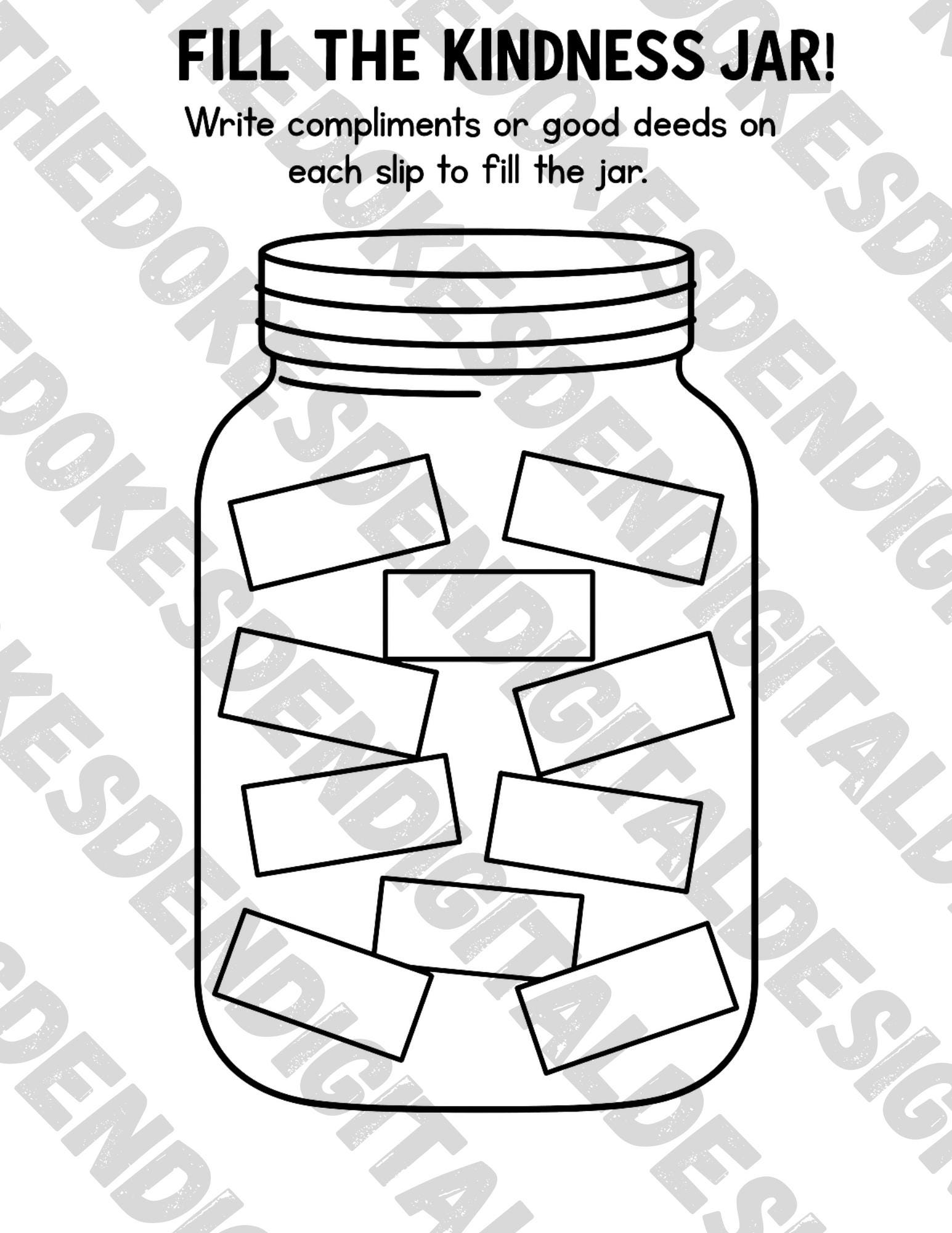 Fill the Kindness Jar Printable | SEL Activity Worksheet for Classroom ...