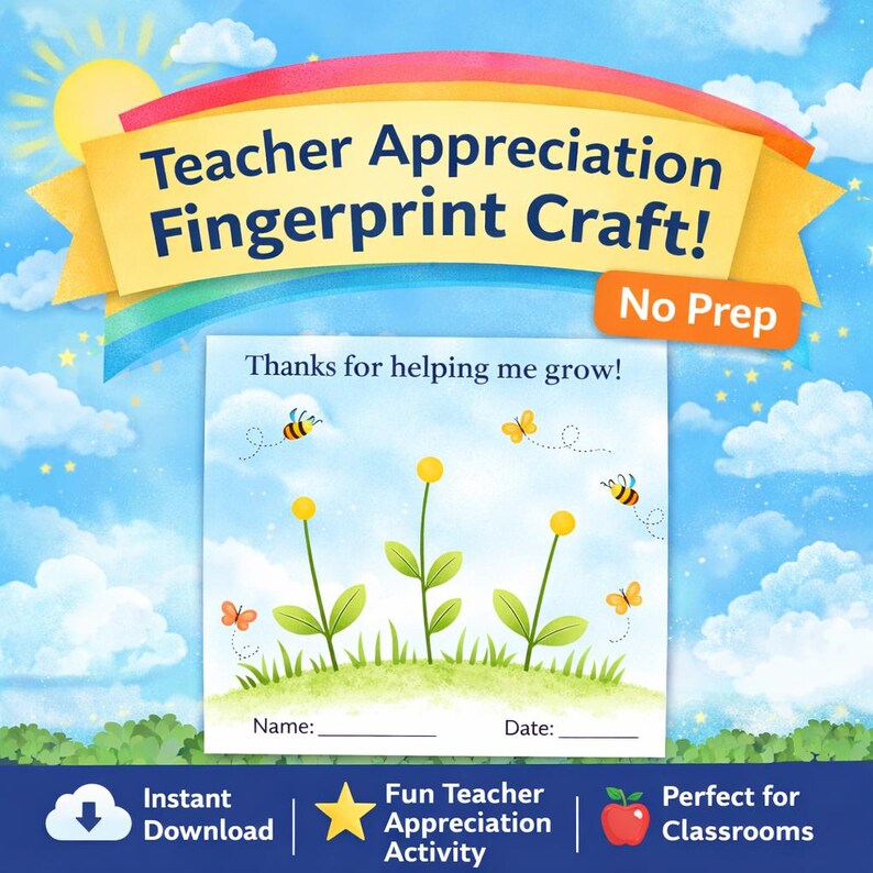 Fingerprint Flower Craft for Teacher Appreciation | Kids Keepsake ...