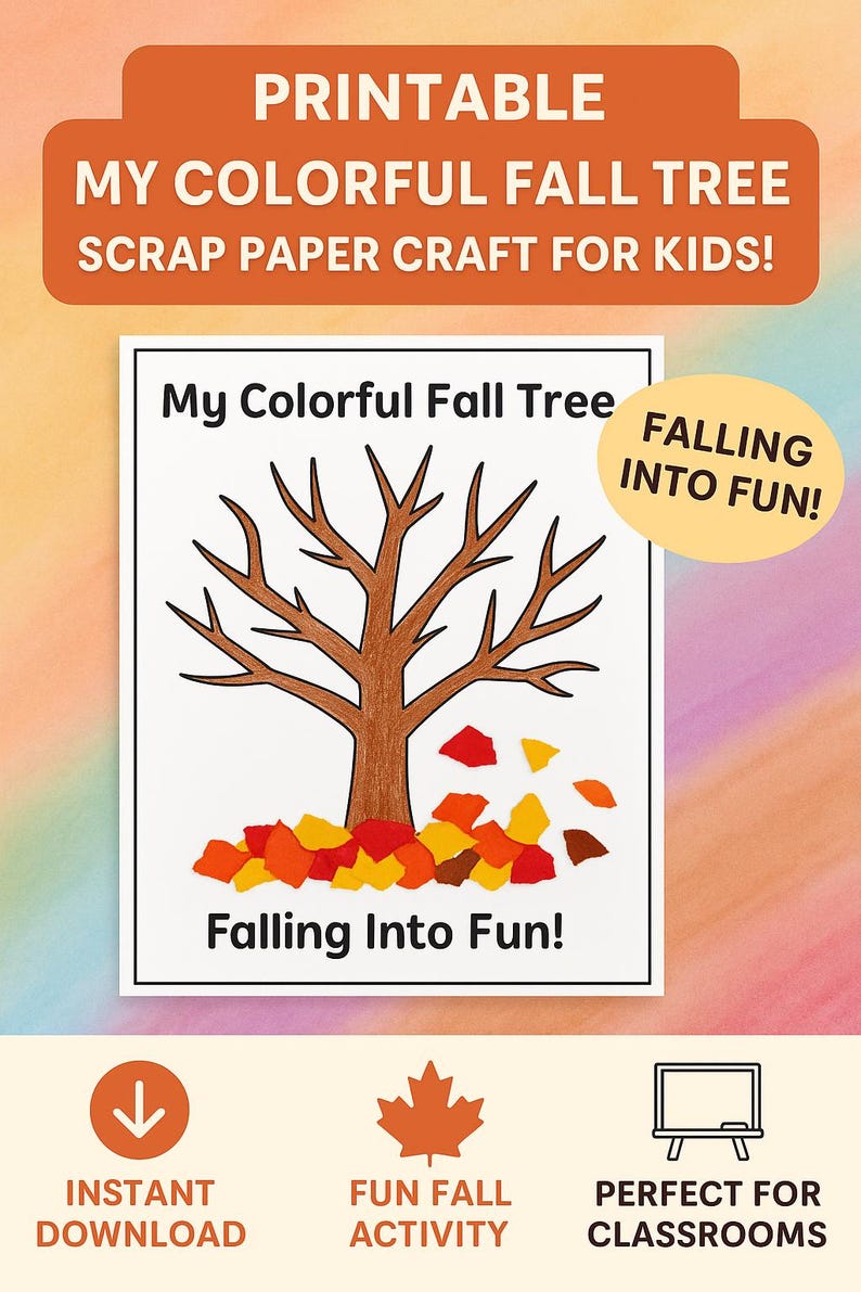 Printable My Colorful Fall Tree Craft for Kids – Scrap Paper Autumn ...