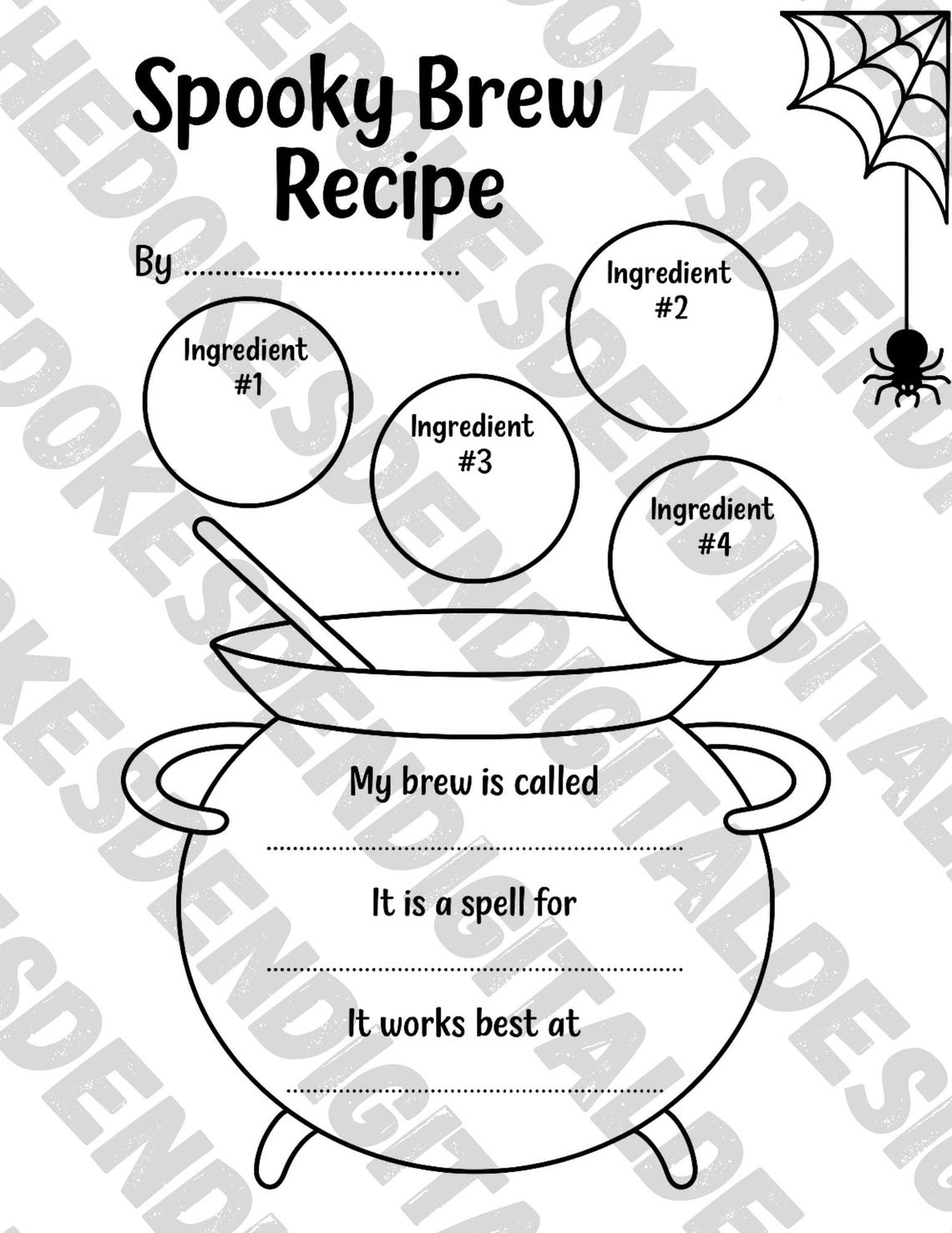Halloween Potion Recipe Worksheet: Spooky Brew Writing Activity ...