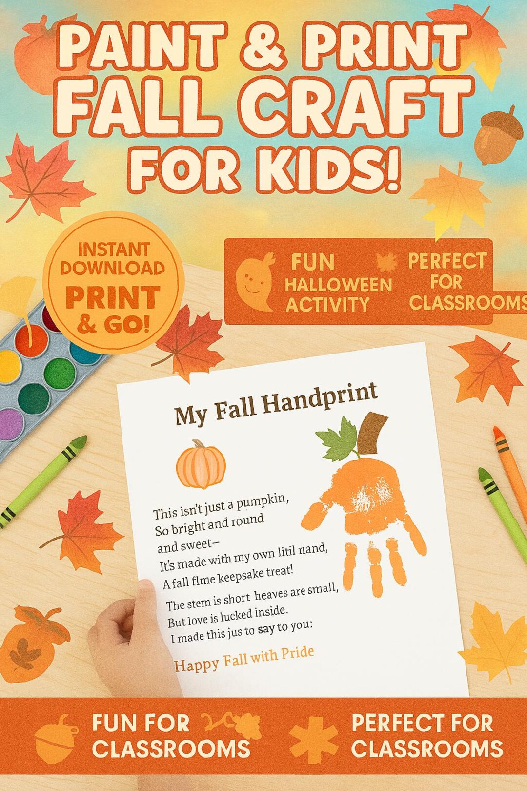 Printable Autumn Handprint Poem Activity for Kids | Fall Keepsake Craft ...