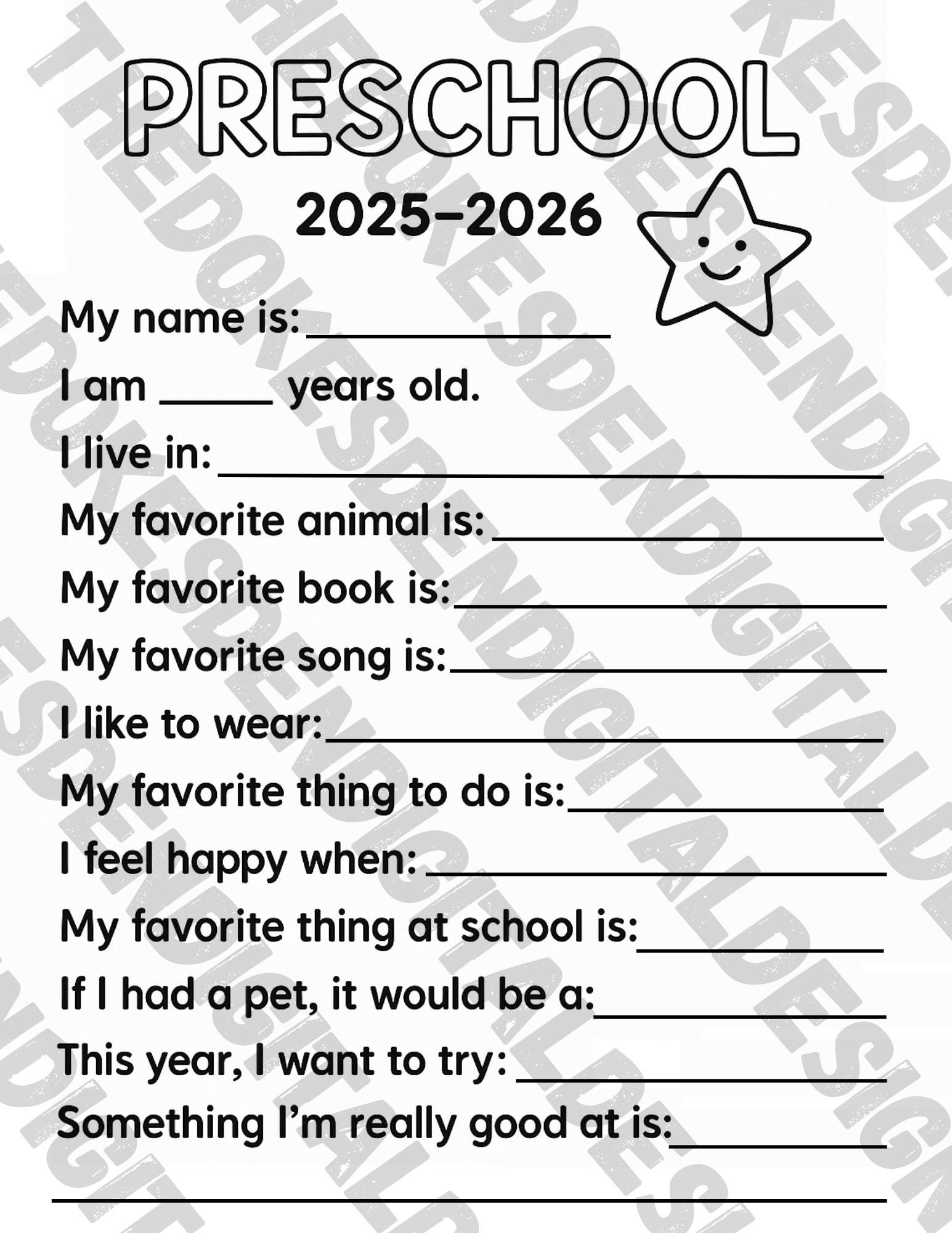 First Week of Preschool Get-to-know-me Worksheet | Preschool All About ...