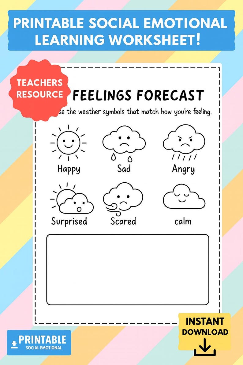 Feelings Forecast Worksheet: Weather Emotions Chart, SEL Activity (PDF ...