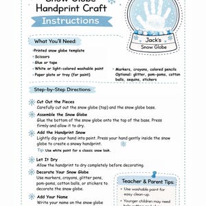 Snow Globe Handprint Craft – Winter Classroom Activity - Etsy Canada