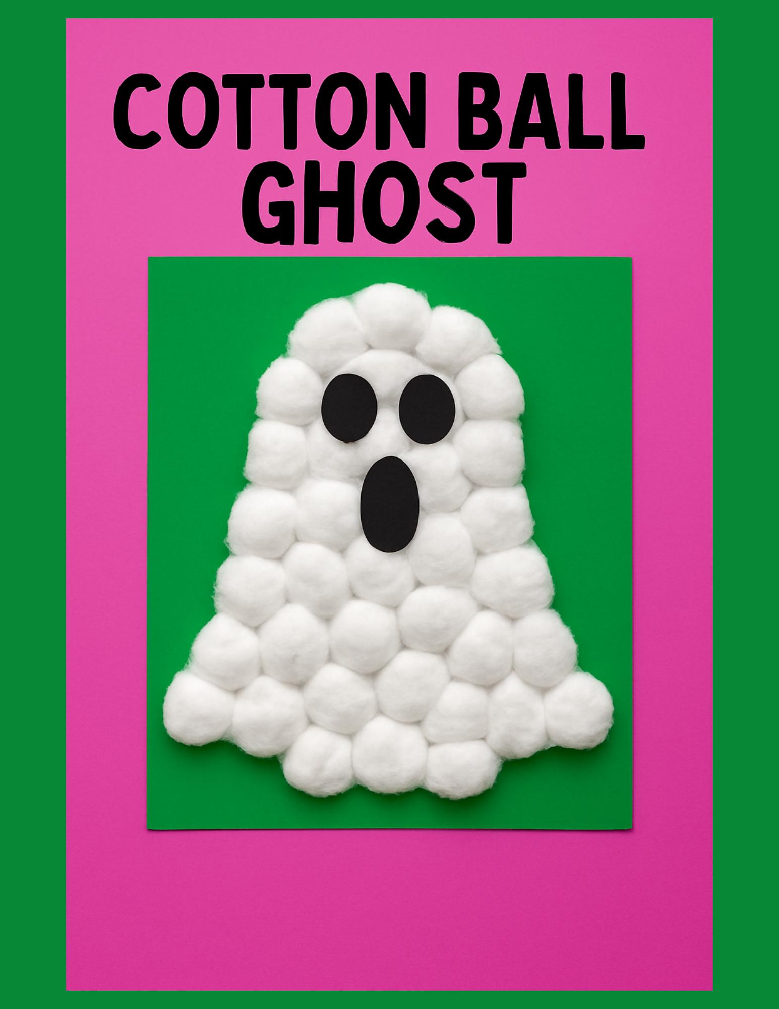 Cotton Ball Ghost Craft: Printable Halloween Activity for Kids (PDF ...