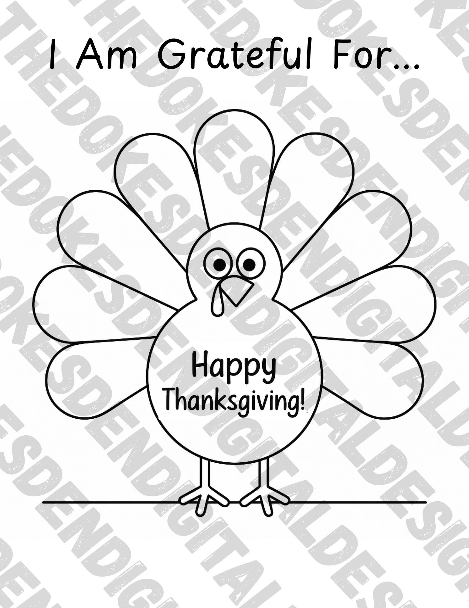 I Am Grateful for Turkey Activity | Printable Thanksgiving Worksheet ...
