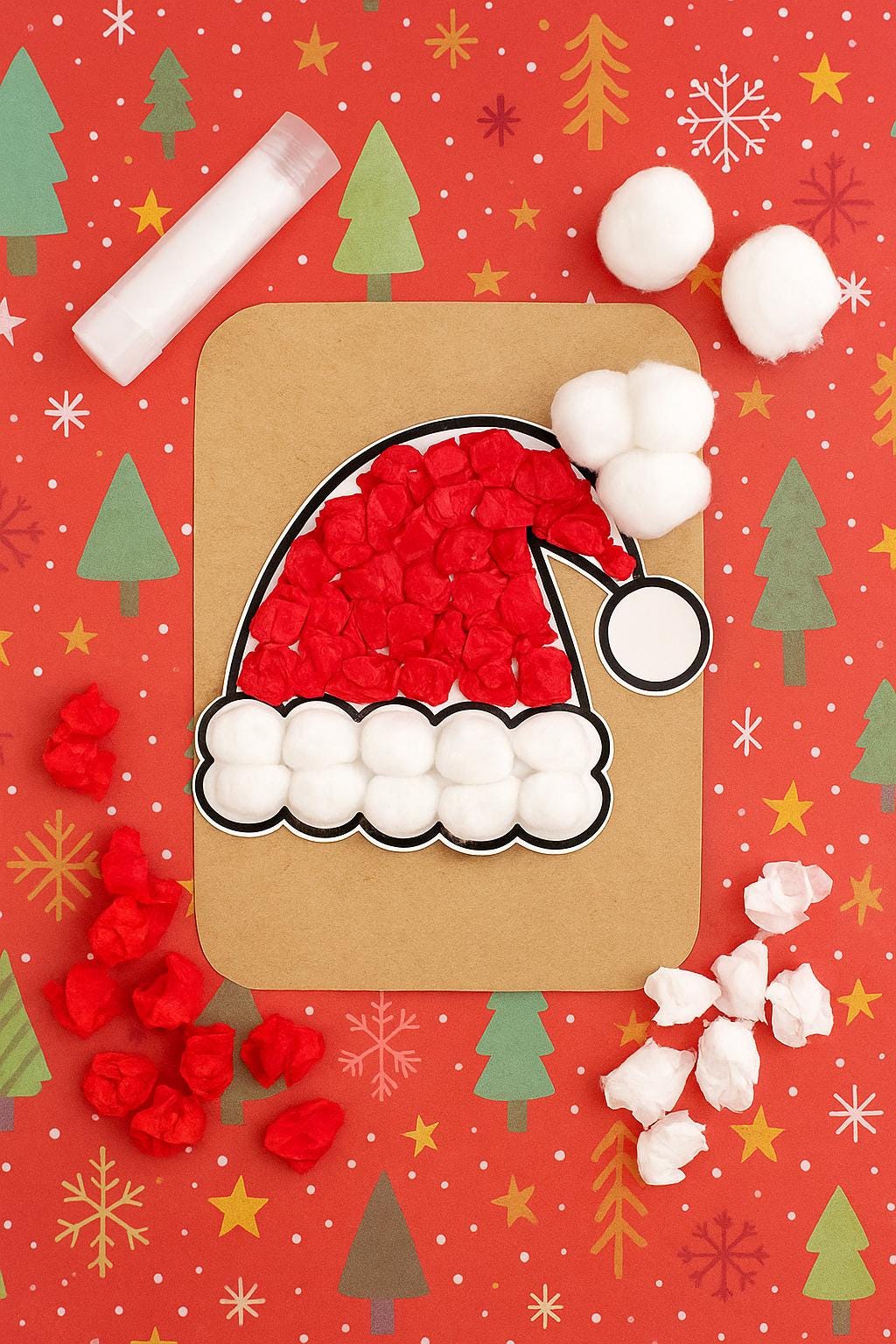 Crumpled Tissue Paper Santa Hat Craft for Kids - Etsy